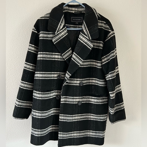 Metaphor | Jackets & Coats | Metaphor Women Wool Blend Striped Pea Coat ...